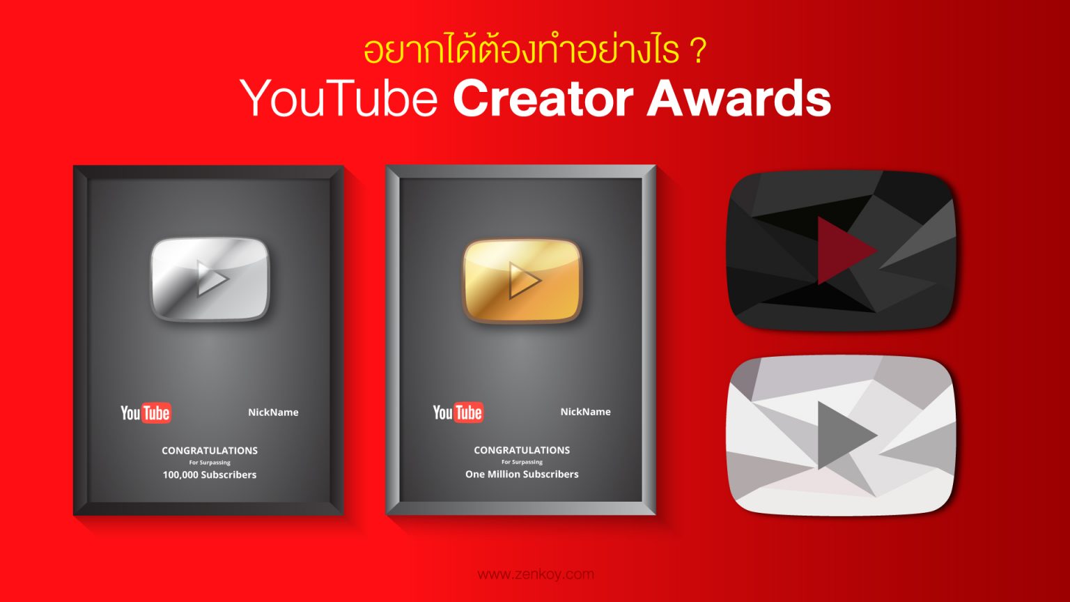 YouTube Creator Awards อยากได้ ต้องทำอย่างไร? - Zenkoy