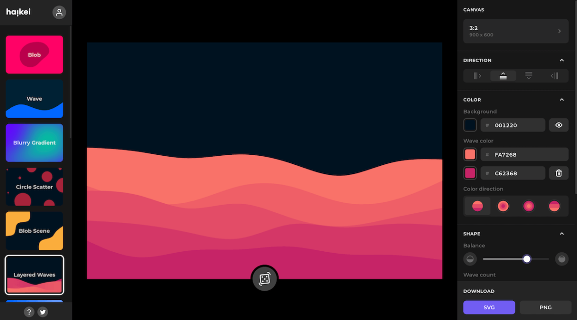 Haikei เว็บสร้างไฟล์ SVG สำหรับเว็บ - Zenkoy